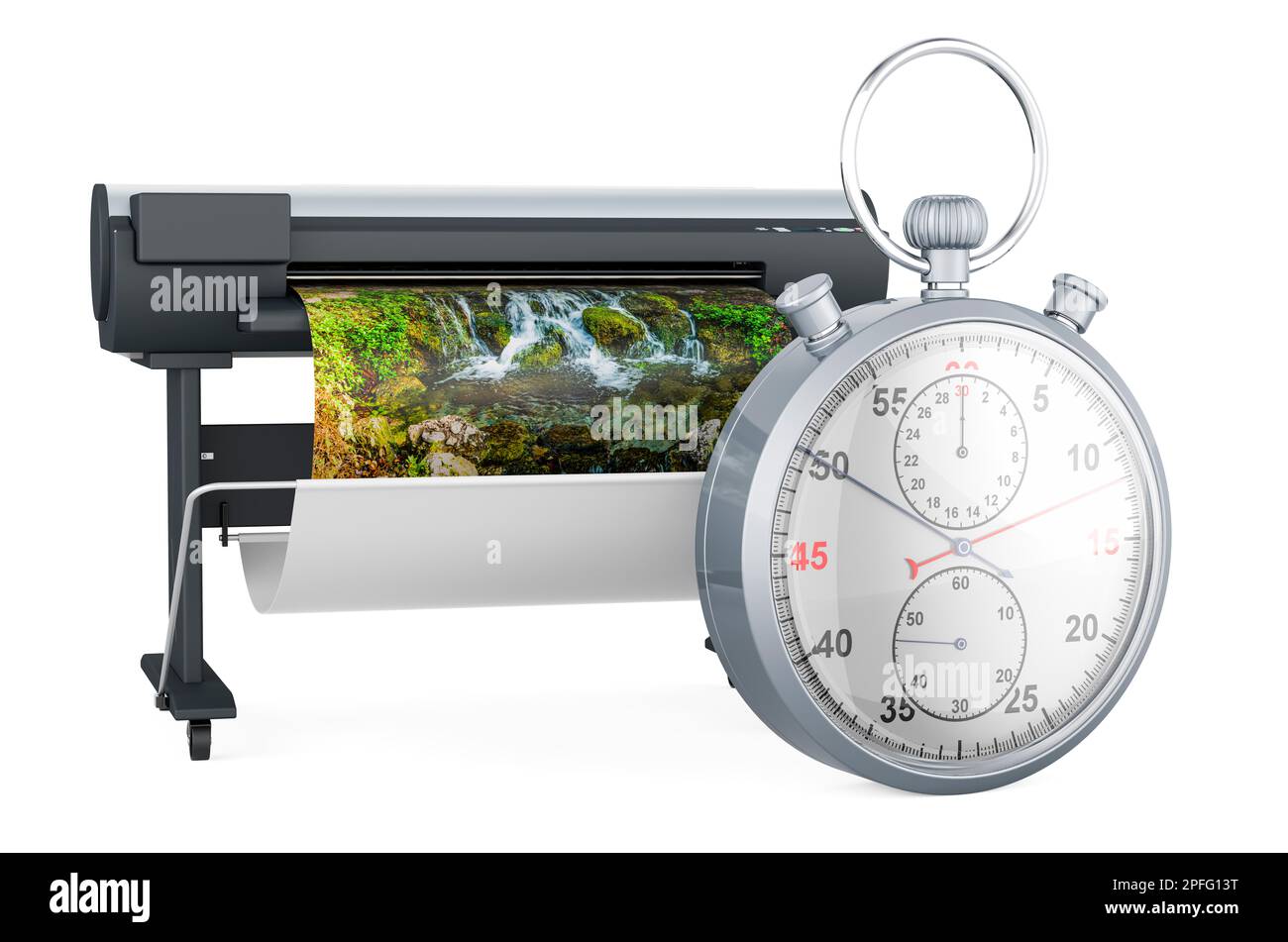 Plotter, large format inkjet printer with stopwatch, 3D rendering ...