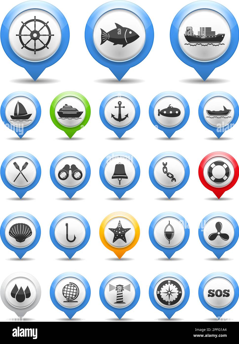Set of nautical and fishing icons, vector eps10 illustration Stock ...