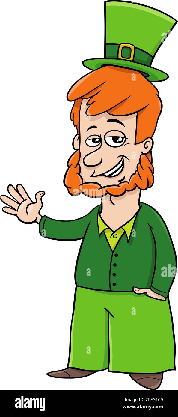 Cartoon illustration of Leprechaun fantasy character on Saint Patrick ...