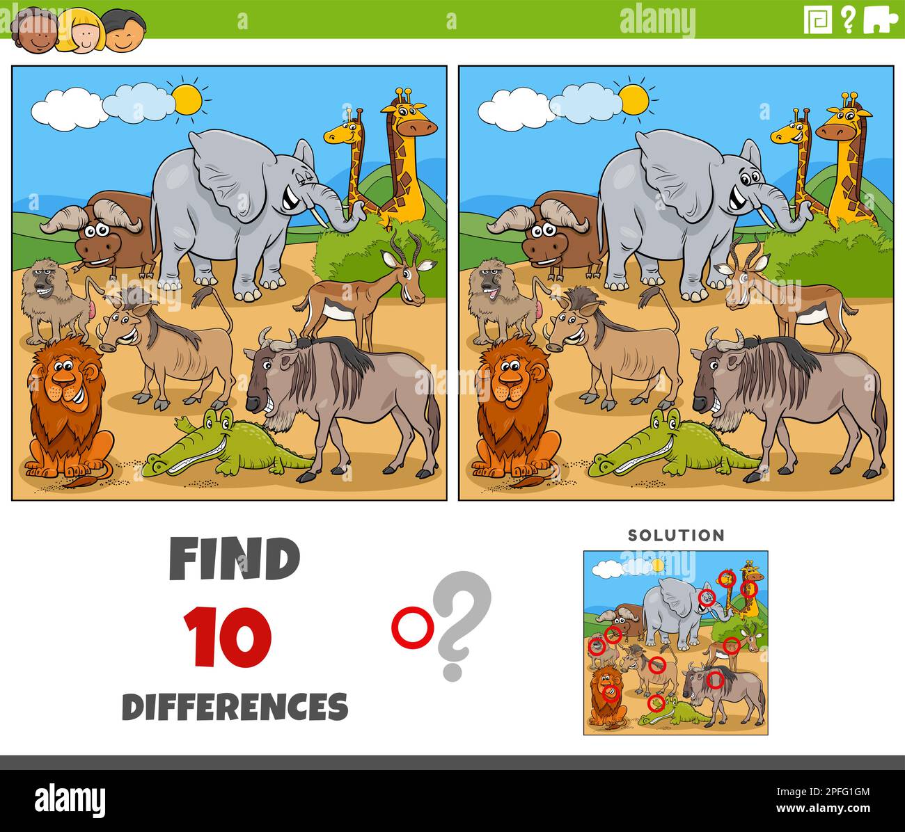 Cartoon illustration of finding the differences between pictures ...