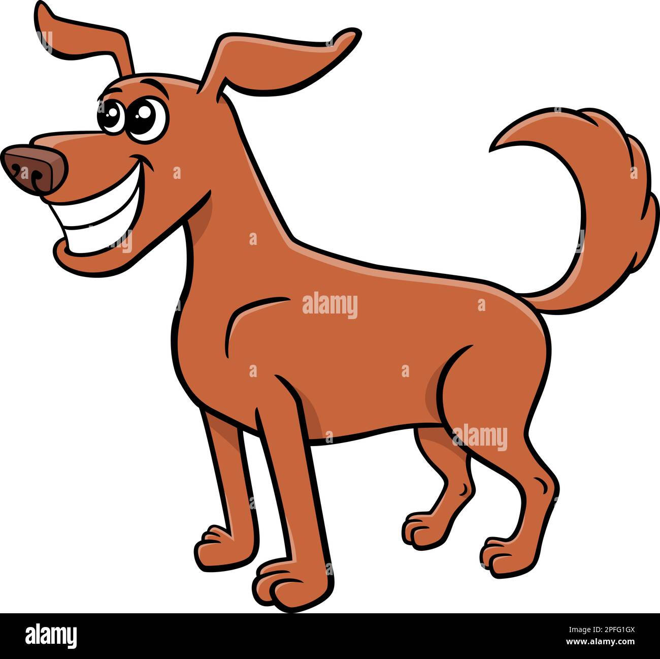 Cartoon illustration of happy brown dog comic animal character Stock ...