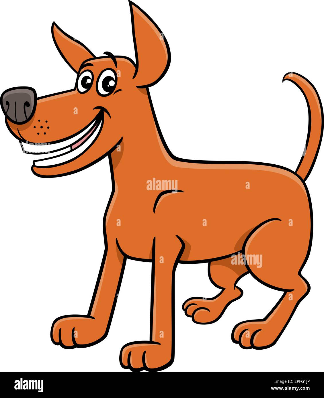 Cartoon illustration of funny brown dog comic animal character Stock ...