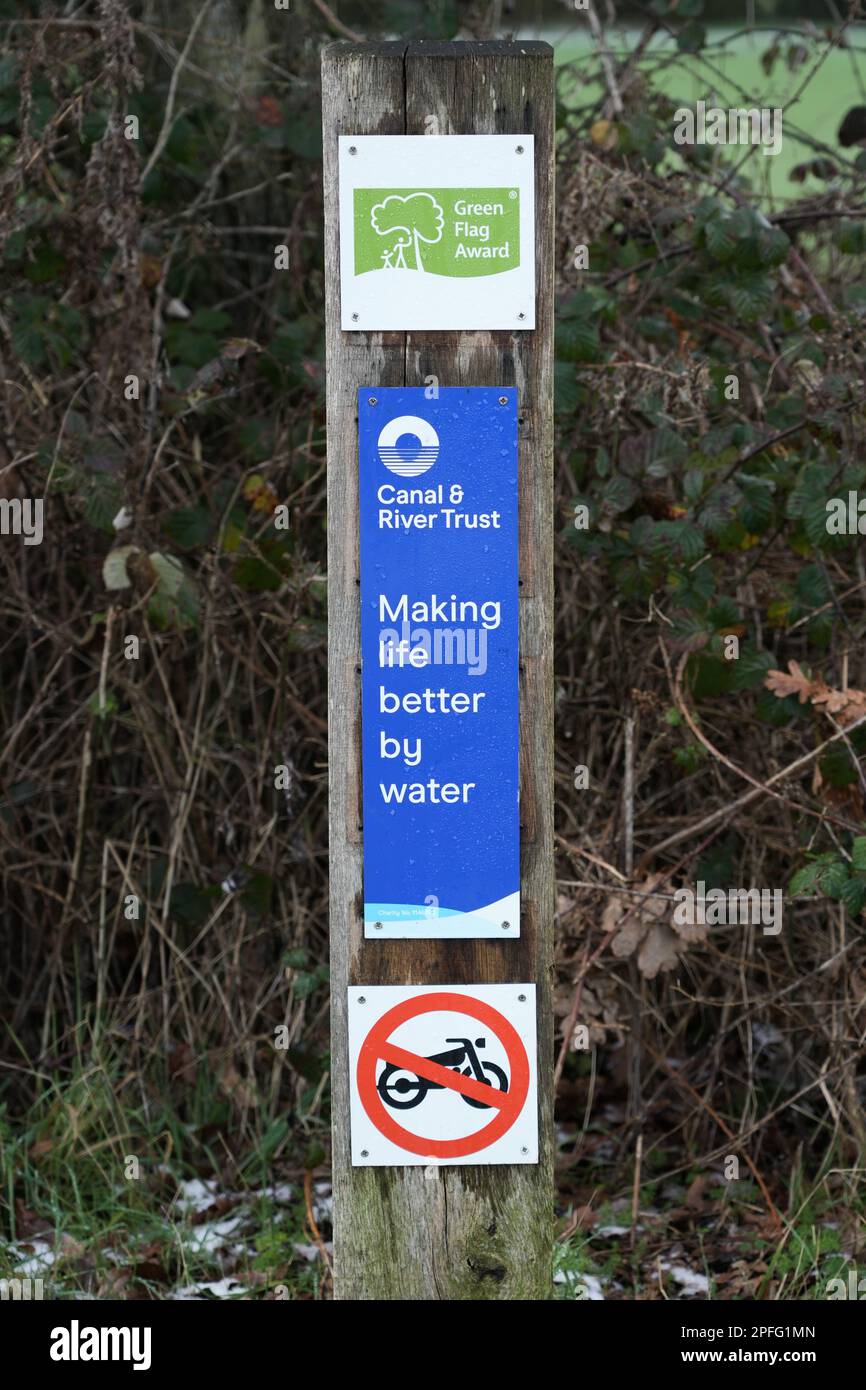 Canal and River Trust sign on the Leeds to Liverpool Canal Stock Photo ...