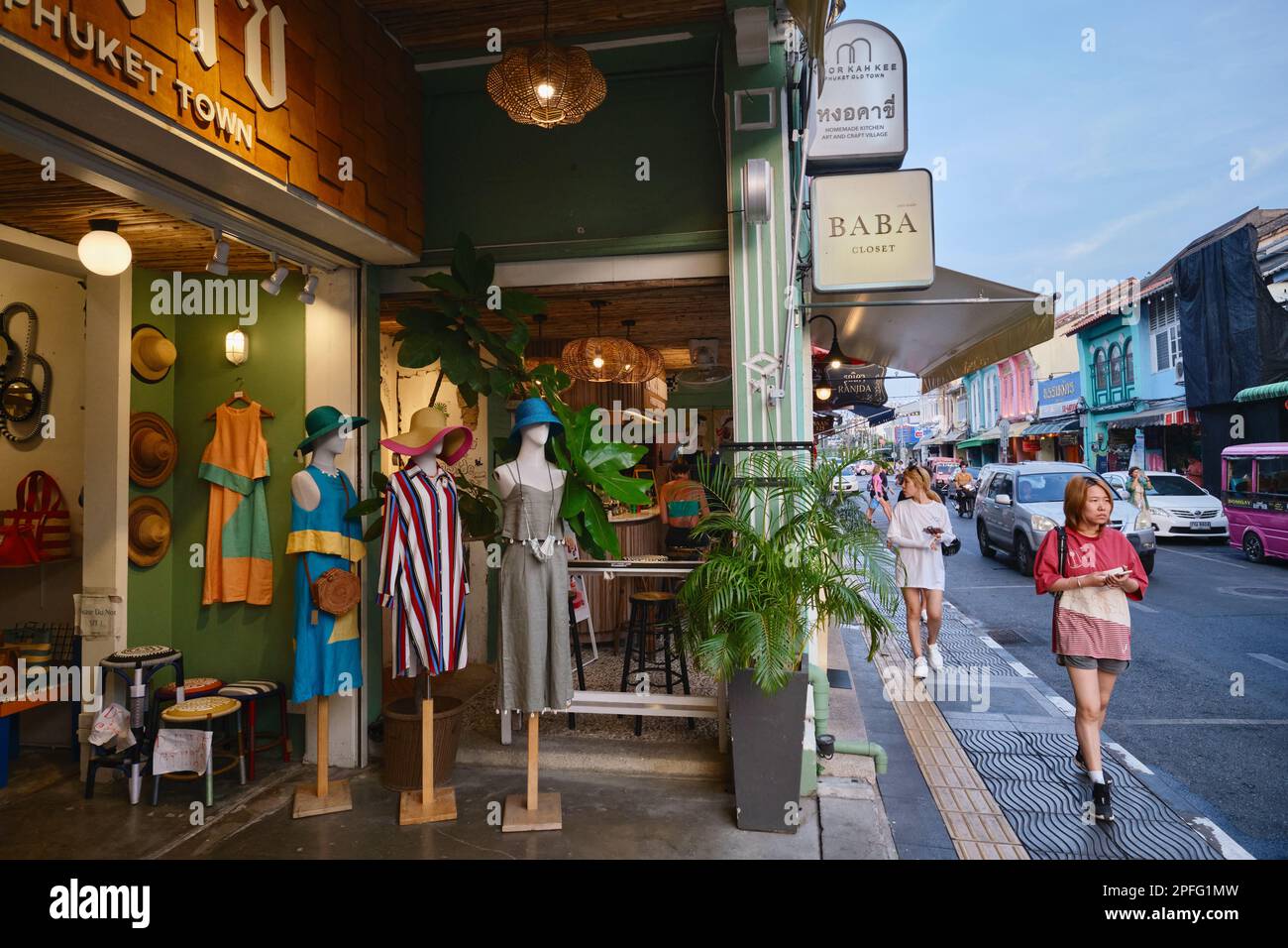 Foreign tourists in Thalang Road in the Old Town are of Phuket Town ...