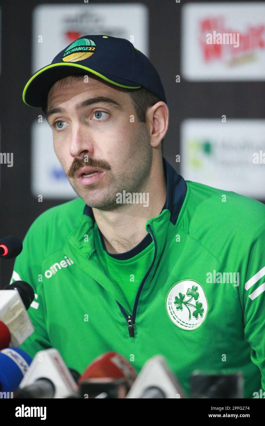 Ireland captain Andrew Balbirnie addressing a pre-match press ...