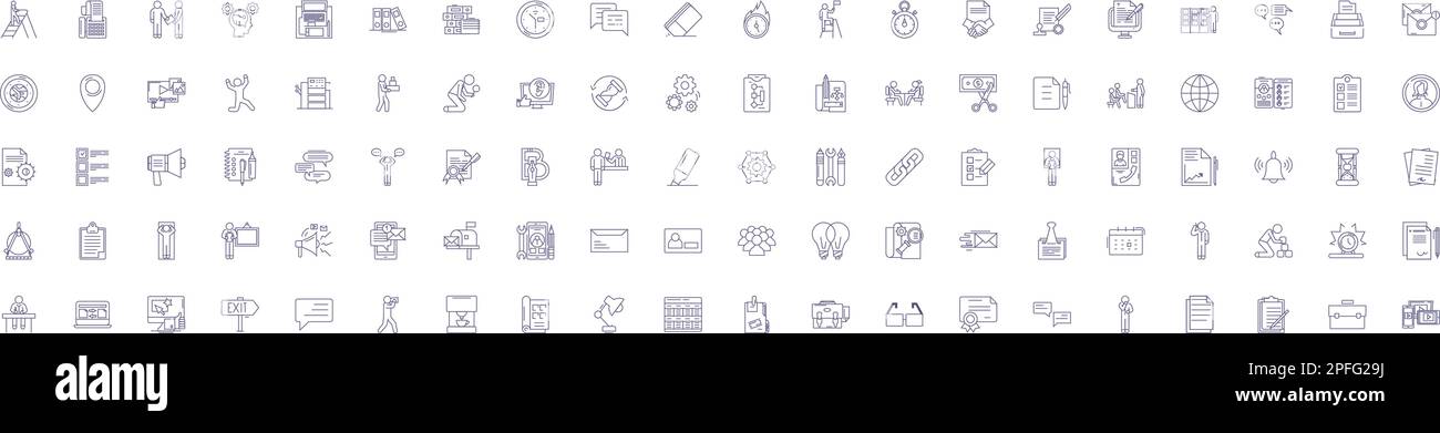 Office space line icons signs set. Design collection of Cubicle, Desk ...