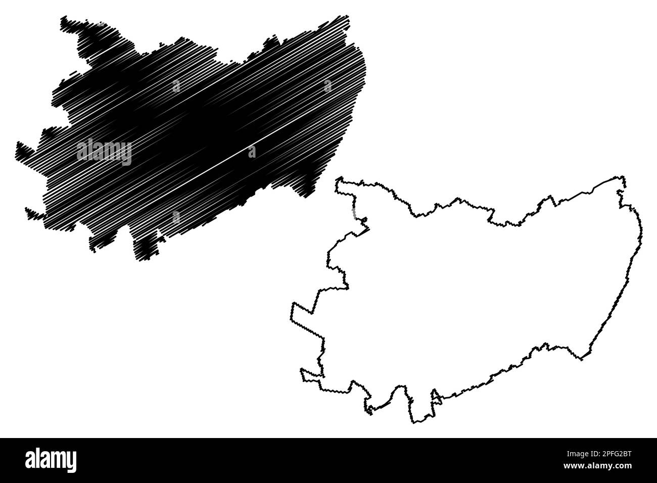 Mendip vector outline map Black and White Stock Photos & Images - Alamy