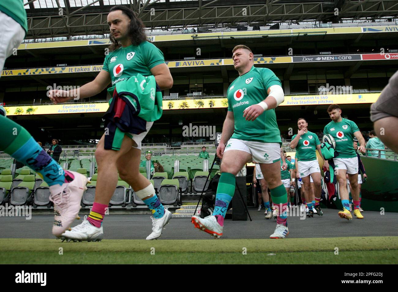 James Lowe and Tadhg Furlong during the Captain's Run at the Aviva ...