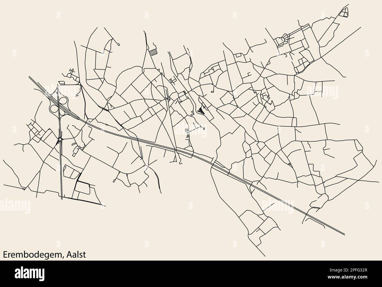 Street roads map of the EREMBODEGEM COMMUNE, AALST Stock Vector Image ...