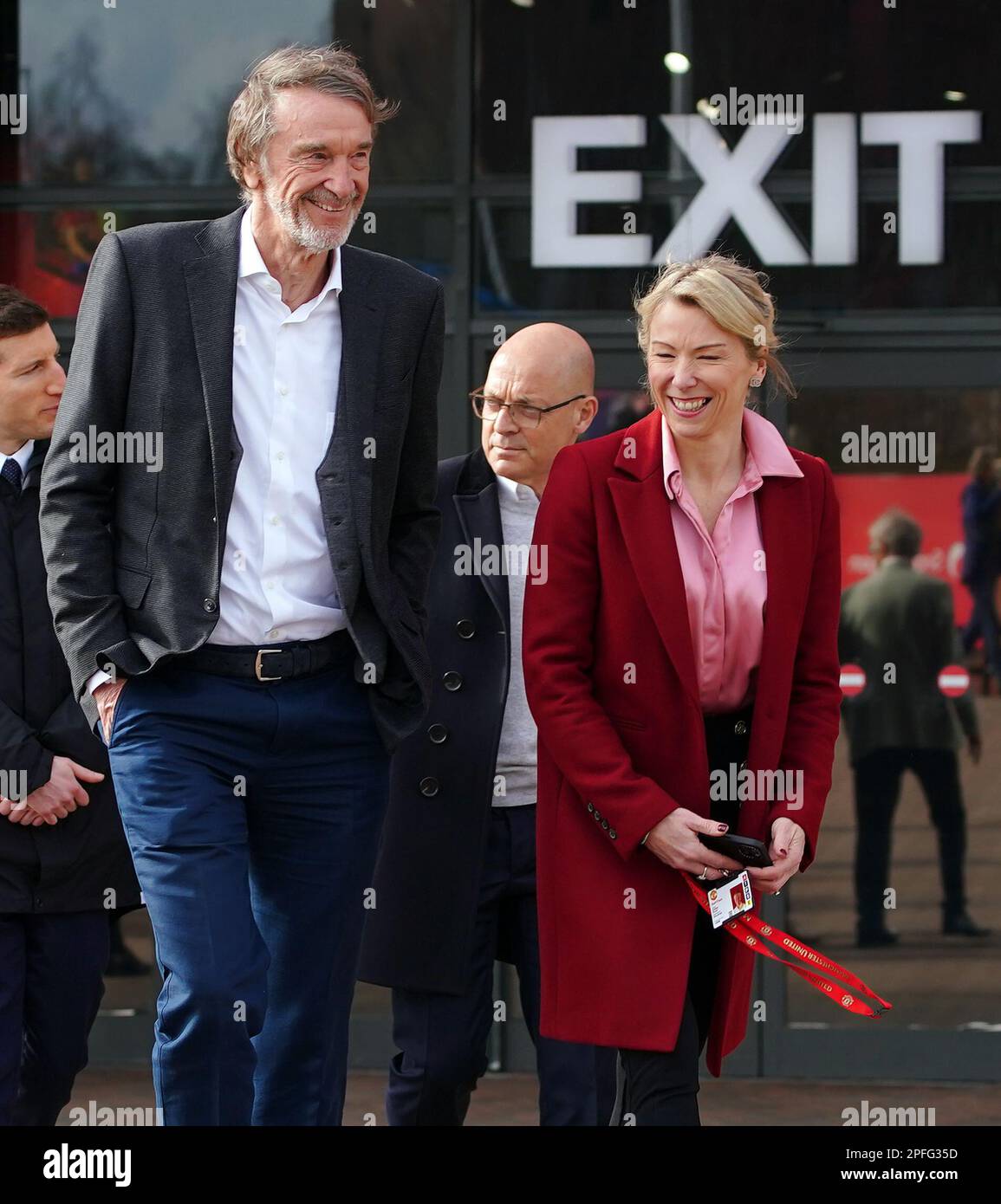 Sir Jim Ratcliffe (left) and Sir David Brailsford (centre) at Old ...