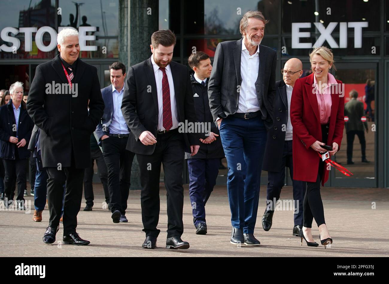 Sir Jim Ratcliffe and Sir David Brailsford (second right) at Old ...