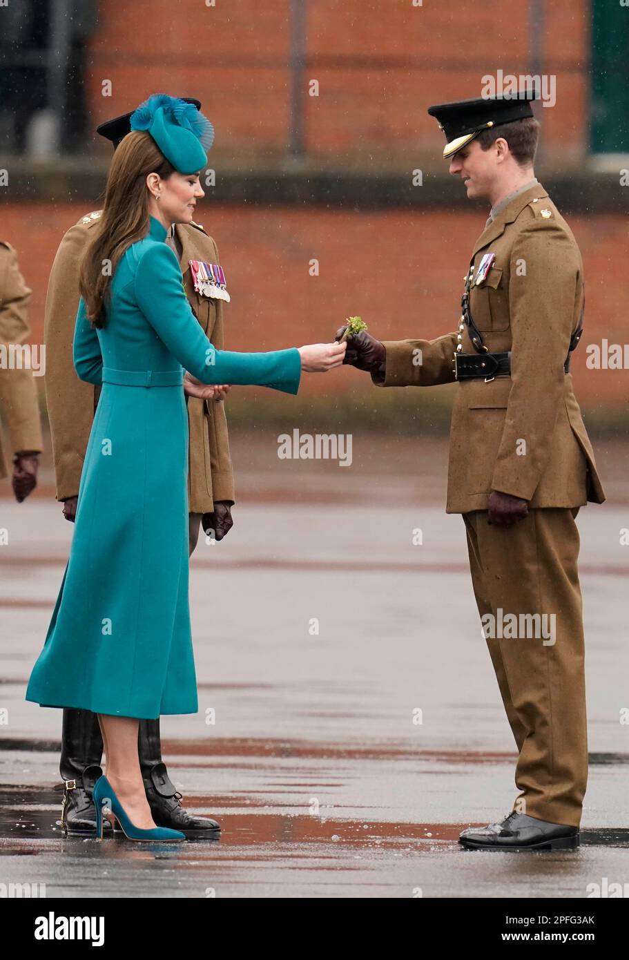 The Princess of Wales presents the traditional sprigs of shamrock to ...