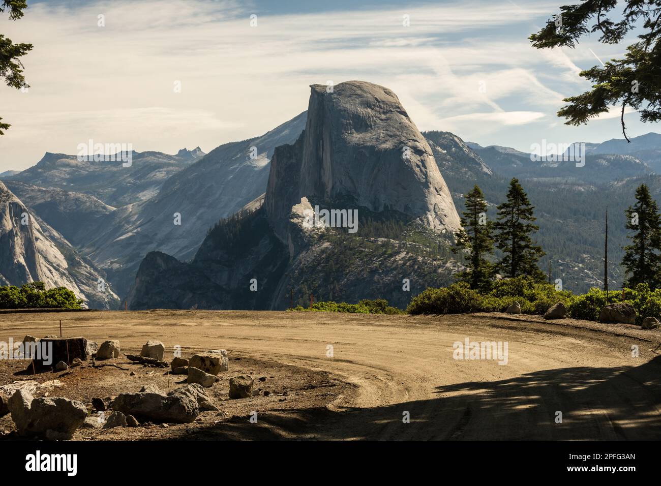 Glacier Point Road Under Construction in front of Half Dome in Yosemite ...