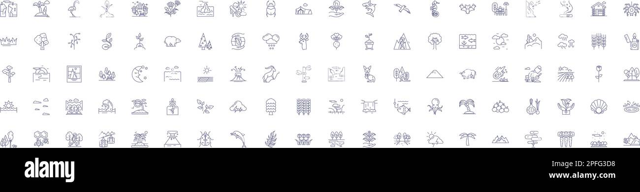 Nature line icons signs set. Design collection of Nature, Landscape ...