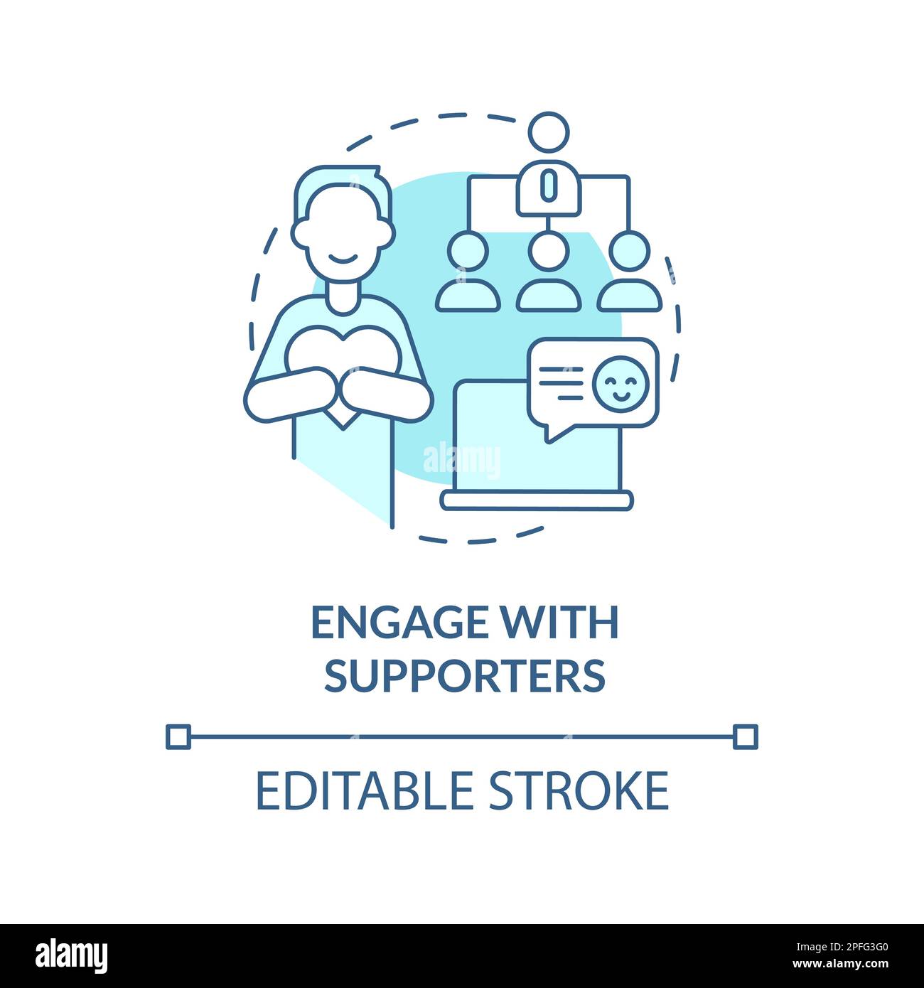 Engage with supporters turquoise concept icon Stock Vector Image & Art - Alamy