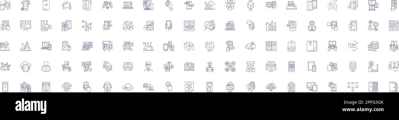 Mobile App Programming Line Icons Signs Set Design Collection Of Programming Mobile Apps