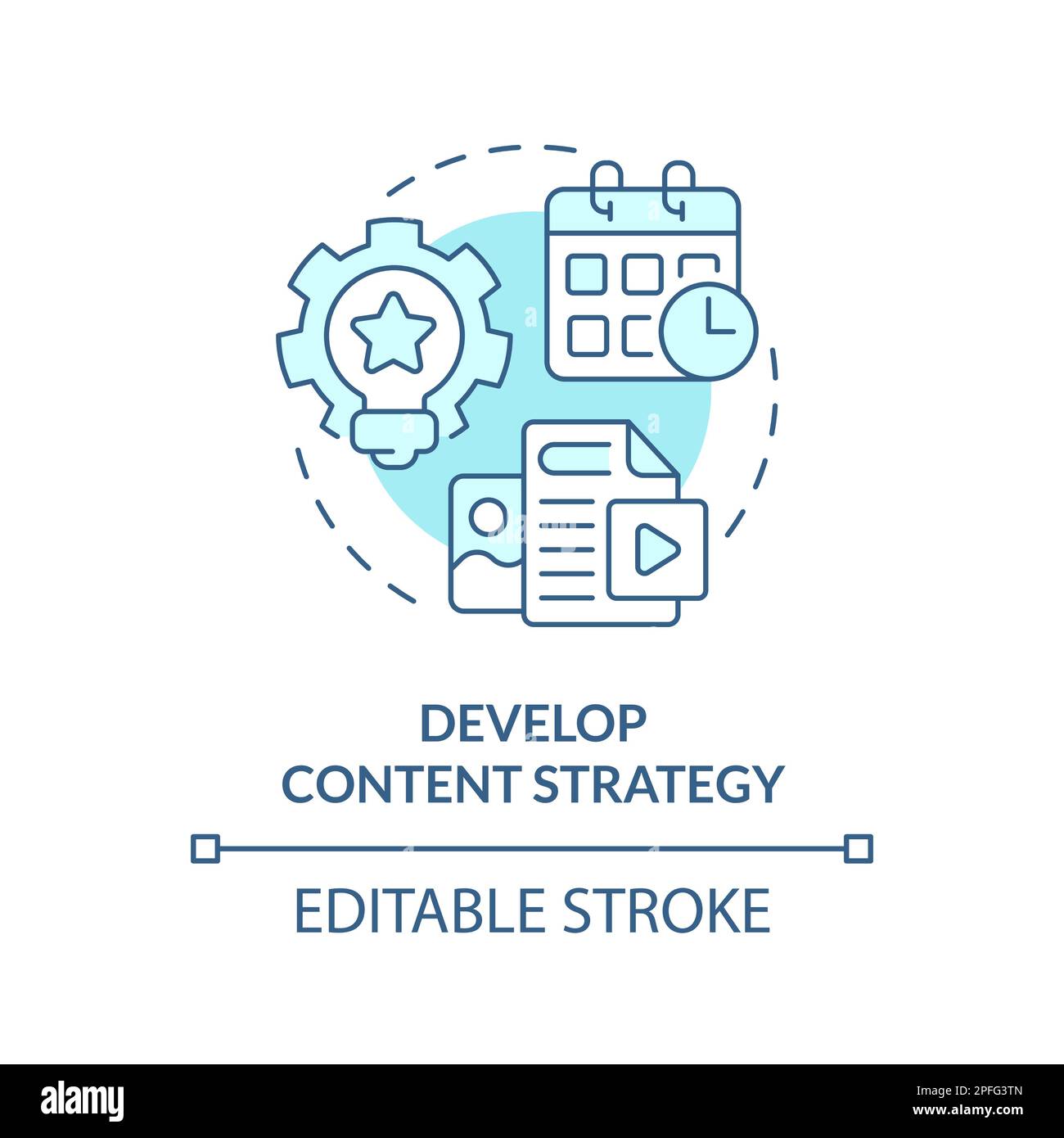 Develop content strategy turquoise concept icon Stock Vector Image ...