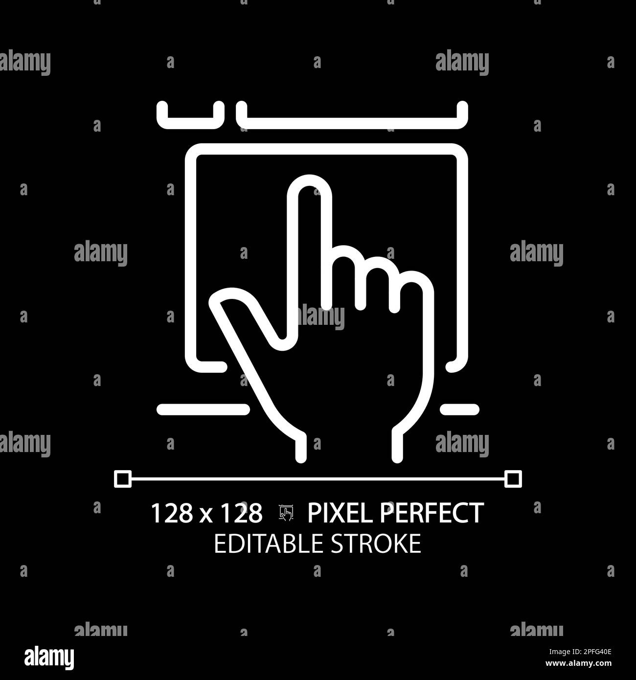 Hand with touchpad pixel perfect white linear icon for dark theme Stock ...