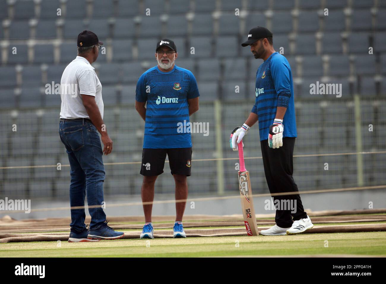 Tamim Iqbal Khan and head coach Chandika Hathurusingha during the Bangladesh National Cricket ...