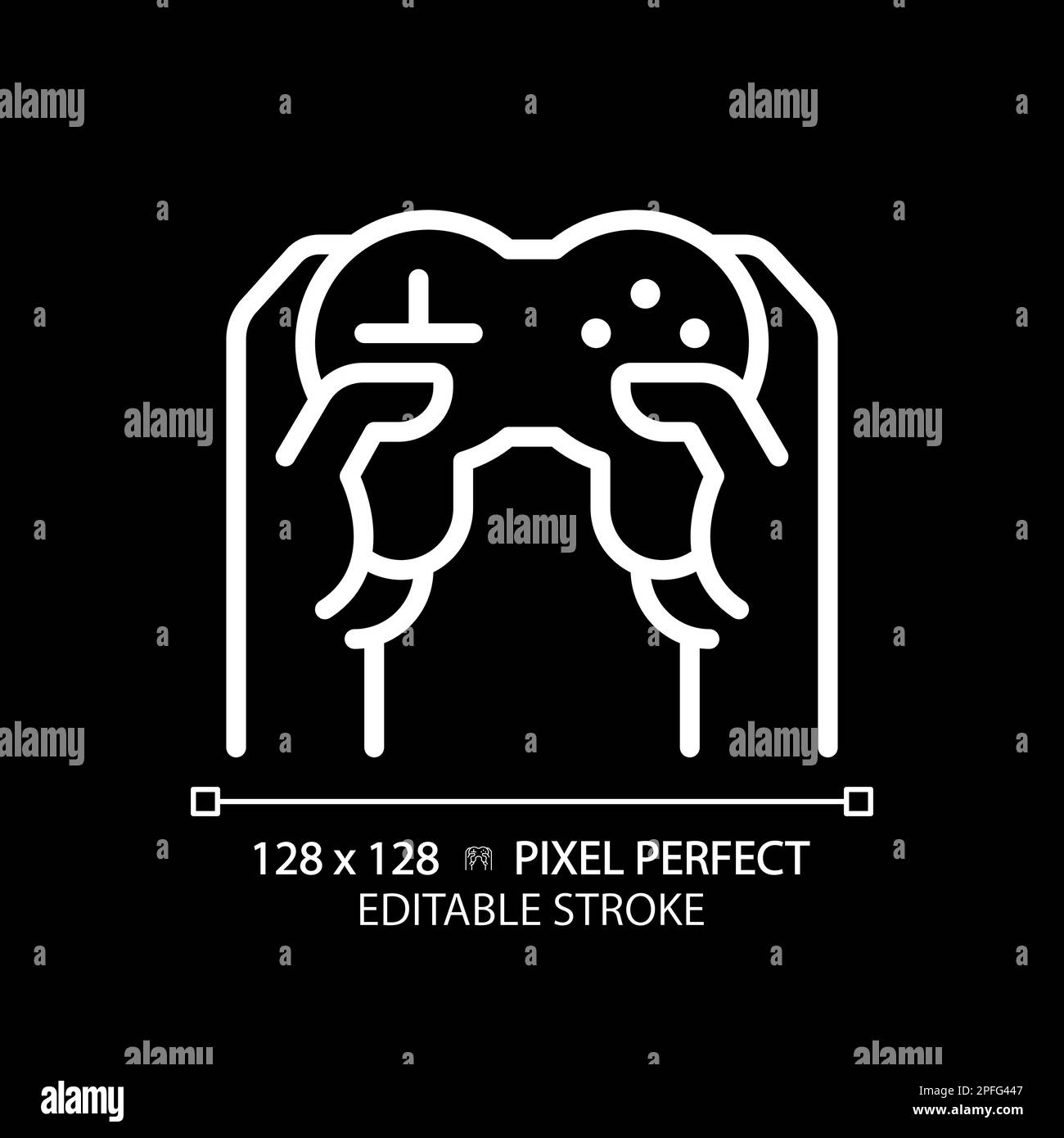 Hands with controller pixel perfect white linear icon for dark theme Stock Vector Image & Art ...