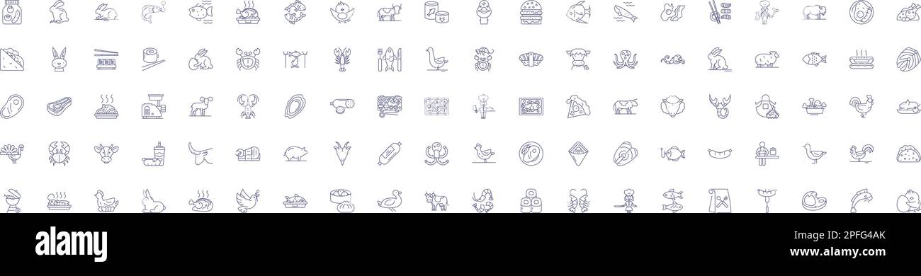 Meat line icons signs set. Design collection of Pork, Beef, Mutton ...