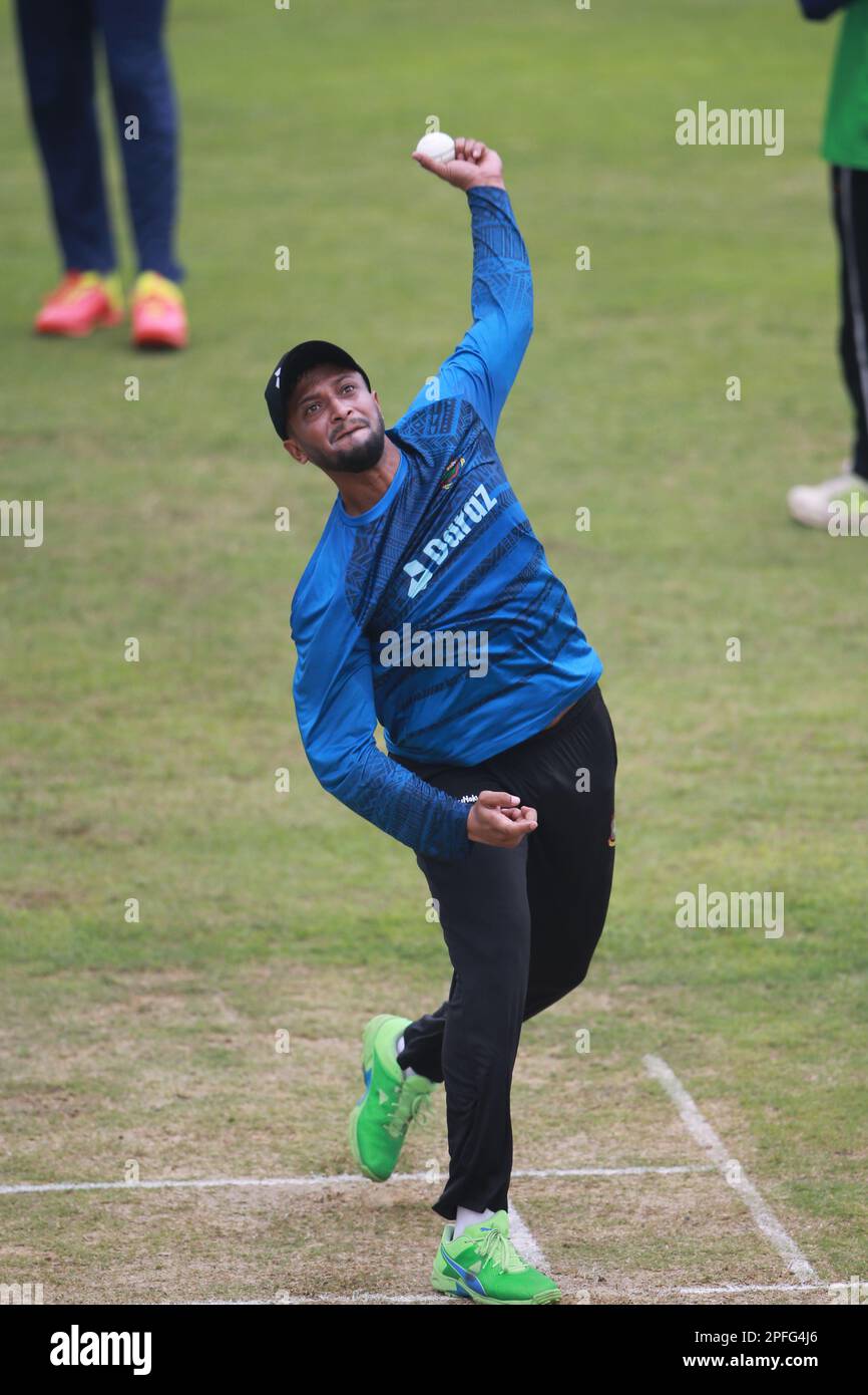 All rounder Shakib Al Hasan bowl during the Bangladesh National Cricket ODI Team attends ...