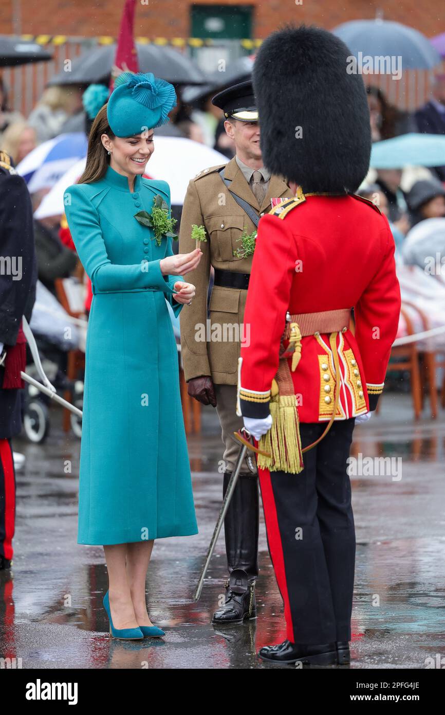 The Princess of Wales presents the traditional sprigs of shamrock to ...