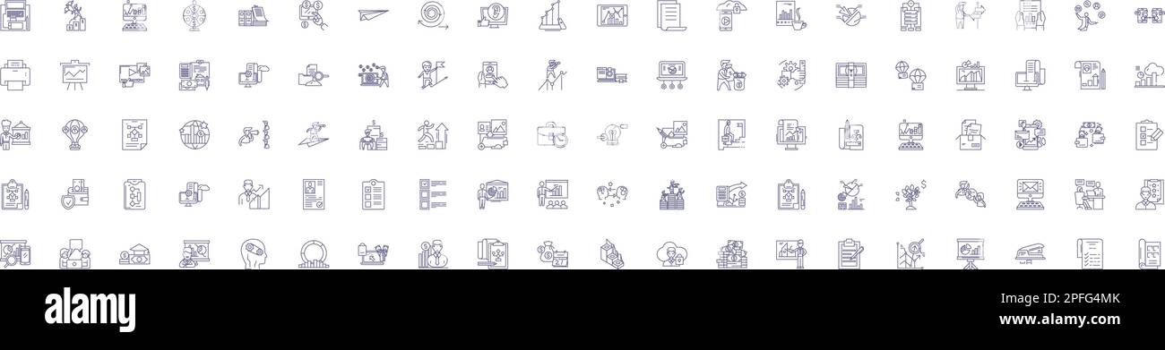 Planning and evaluation line icons signs set. Design collection of planning, evaluation ...