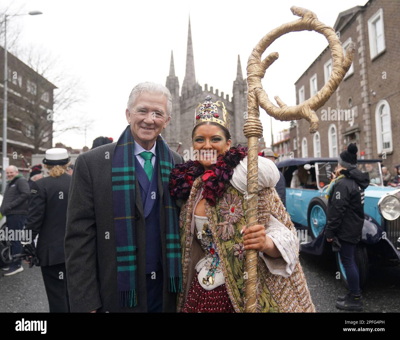 Actor Patrick Duffy, awaits at the start of the St Patrick's Day Parade ...
