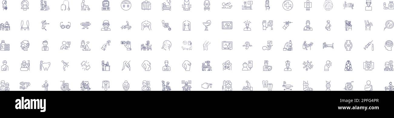 Patient line icons signs set. Design collection of Patient, Caregiver ...