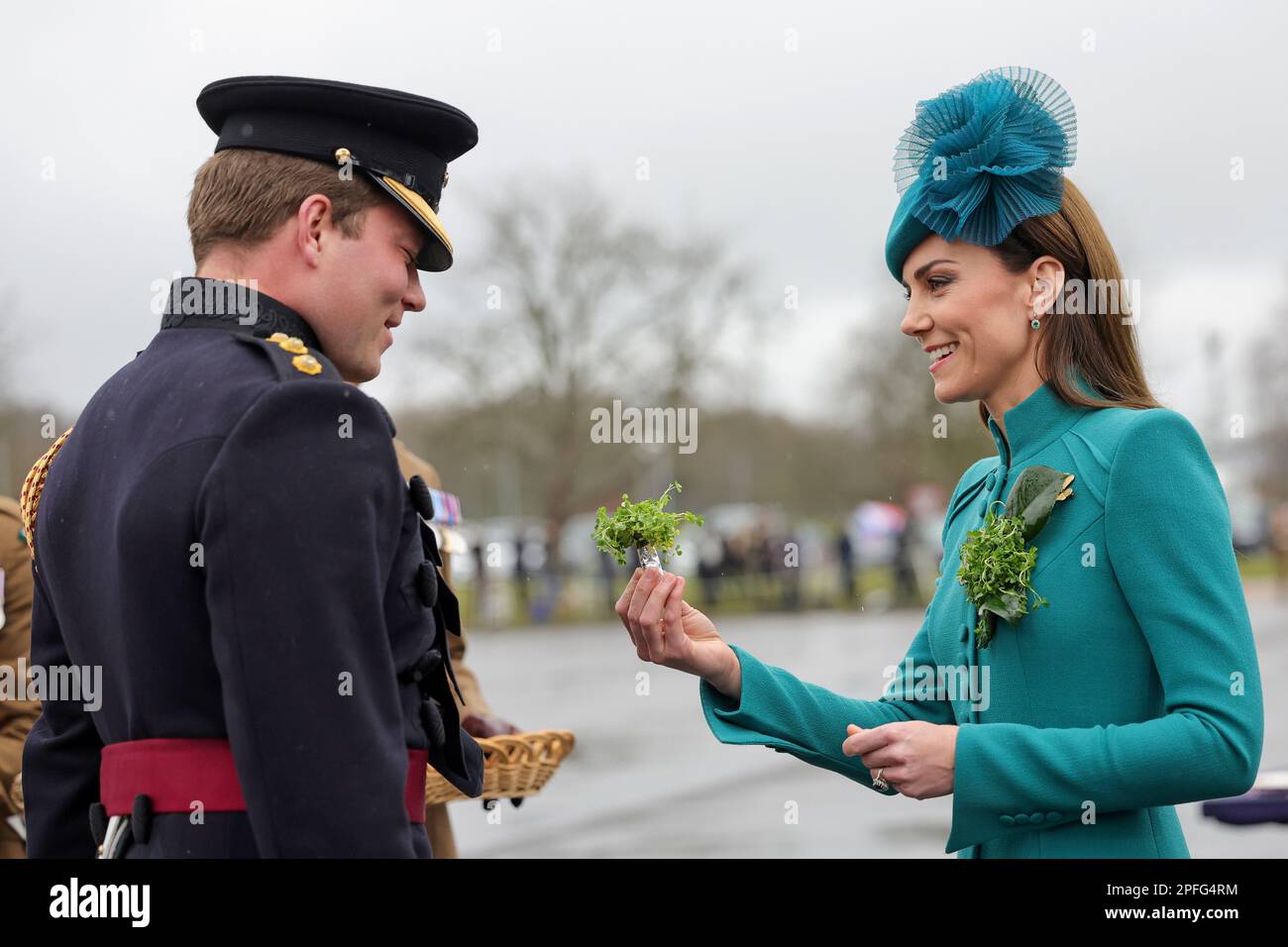 The Princess of Wales presents the traditional sprigs of shamrock to ...