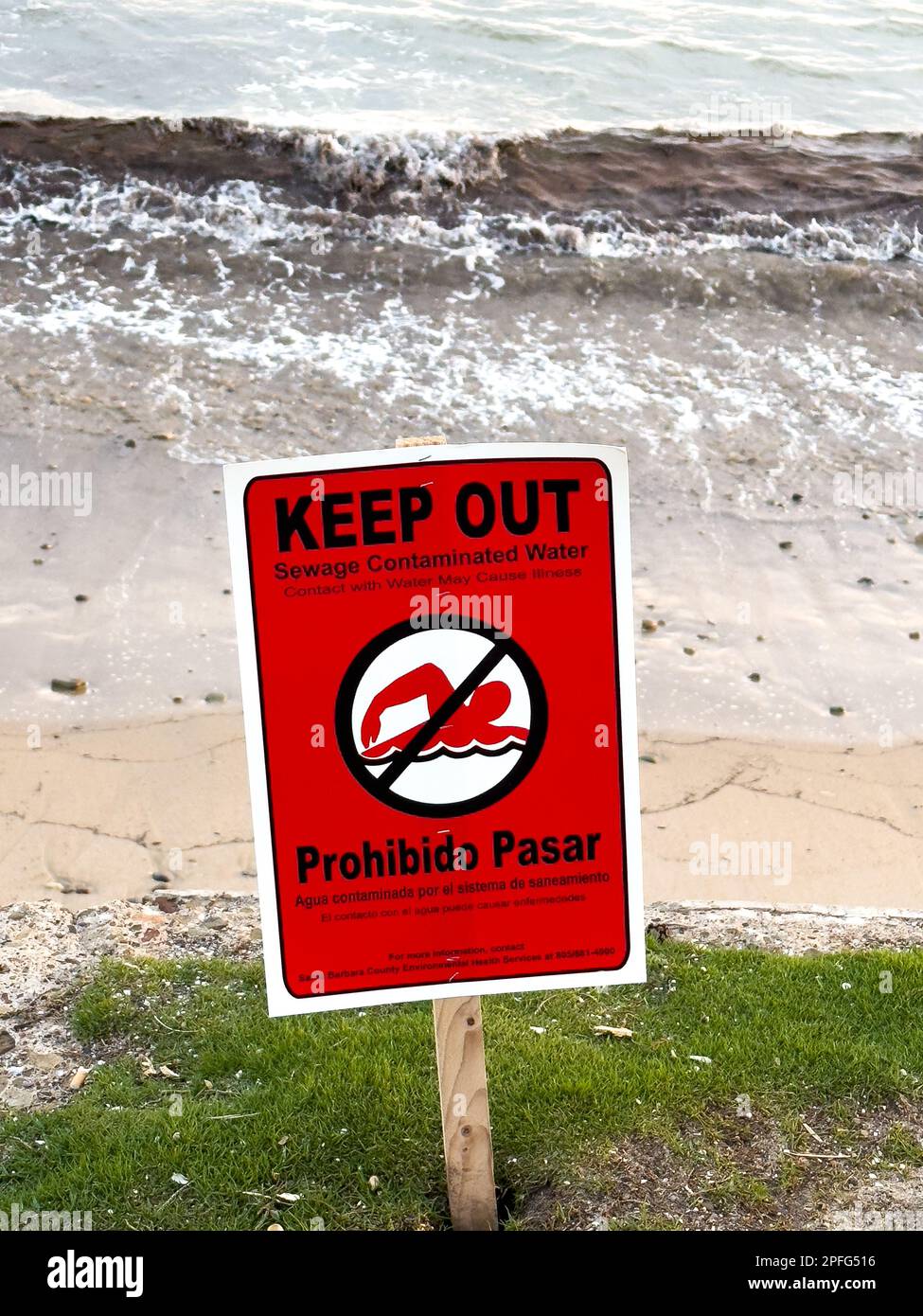 Santa Barbara, California, USA. 16th Mar, 2023. Red keep out sign ...