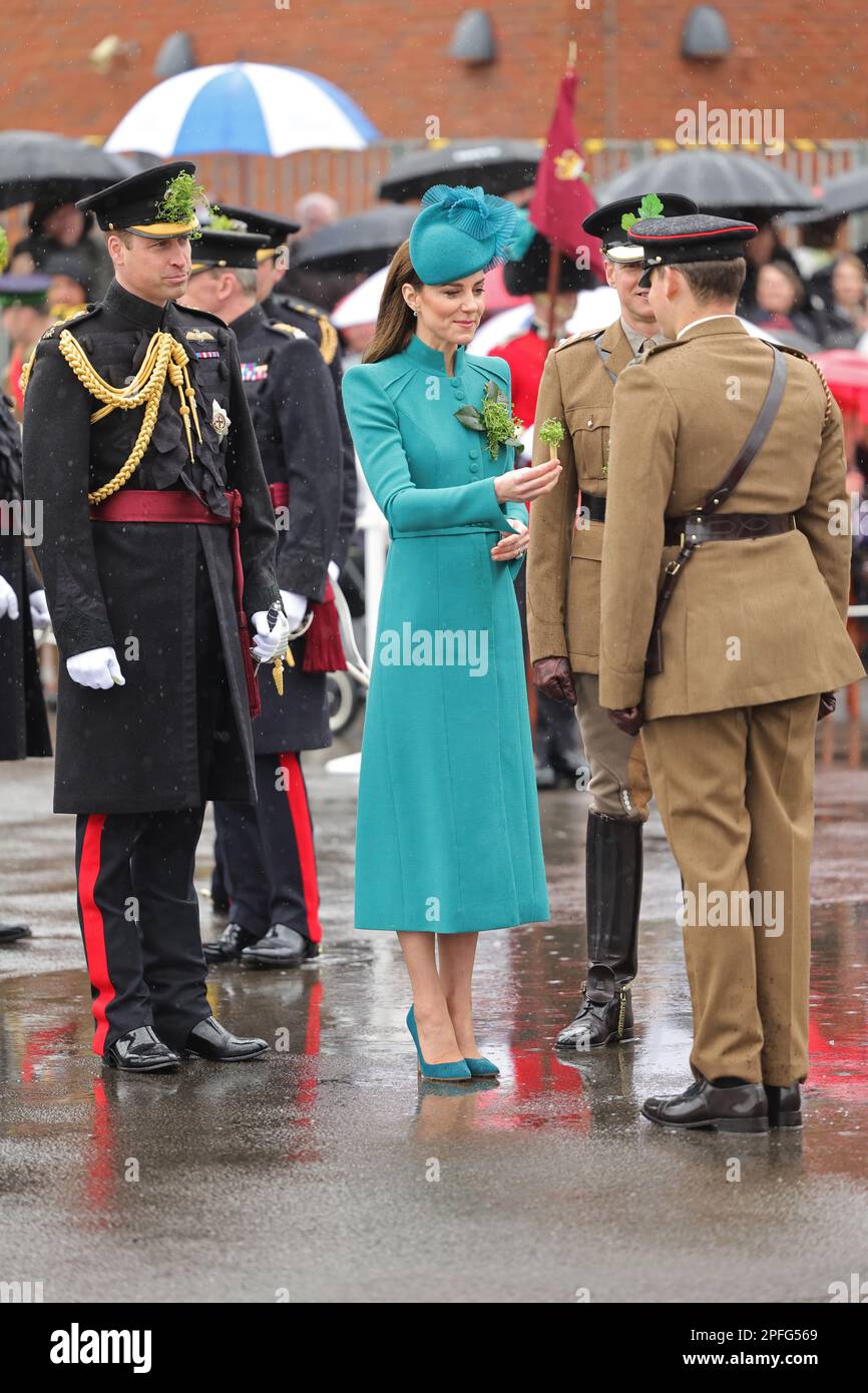The Princess of Wales presents the traditional sprigs of shamrock to ...