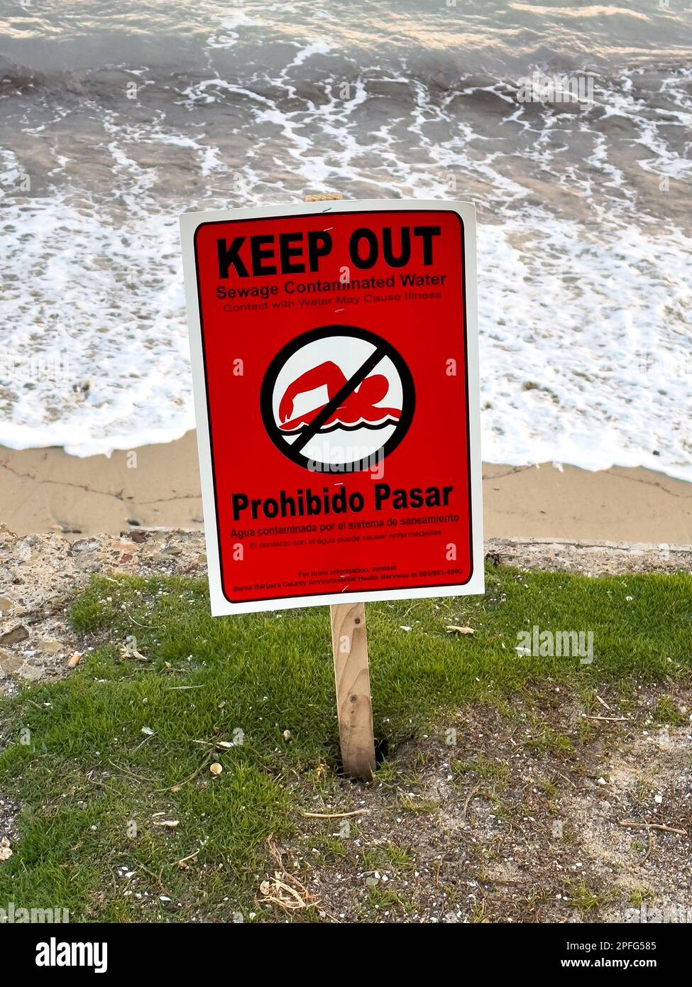 Santa Barbara, California, USA. 16th Mar, 2023. Red keep out sign ...