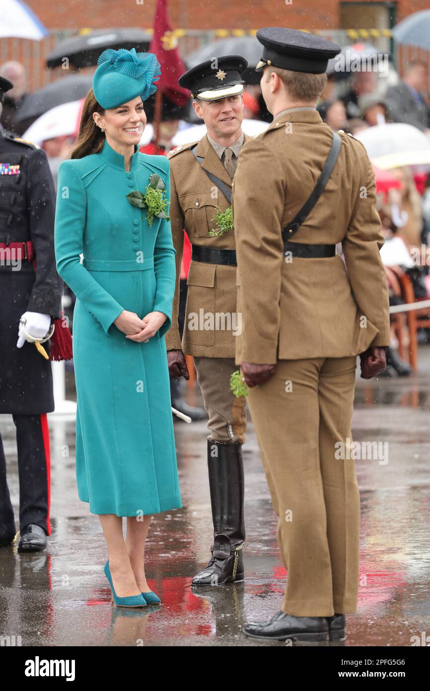 The Princess of Wales presents the traditional sprigs of shamrock to ...