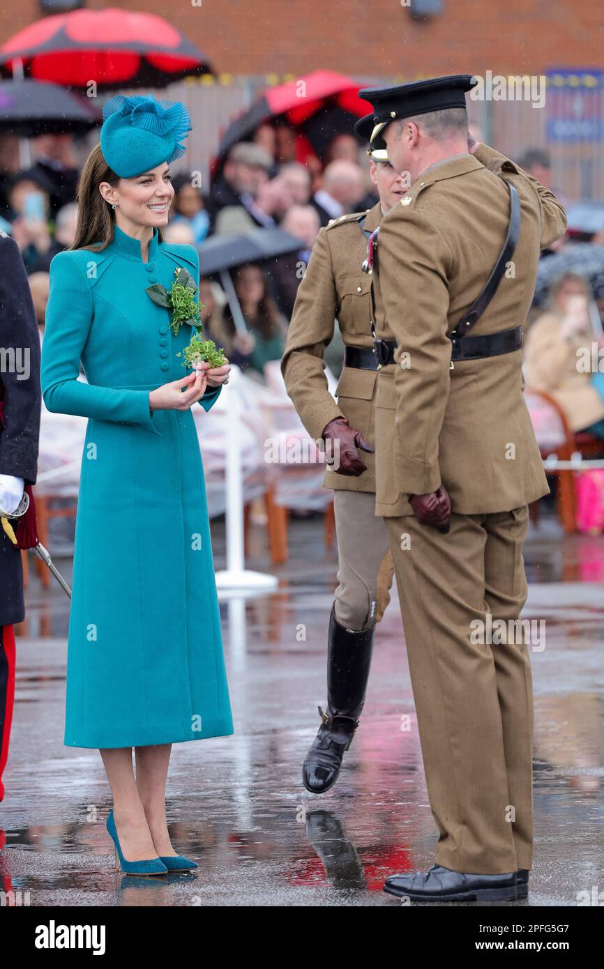 The Princess of Wales presents the traditional sprigs of shamrock to ...