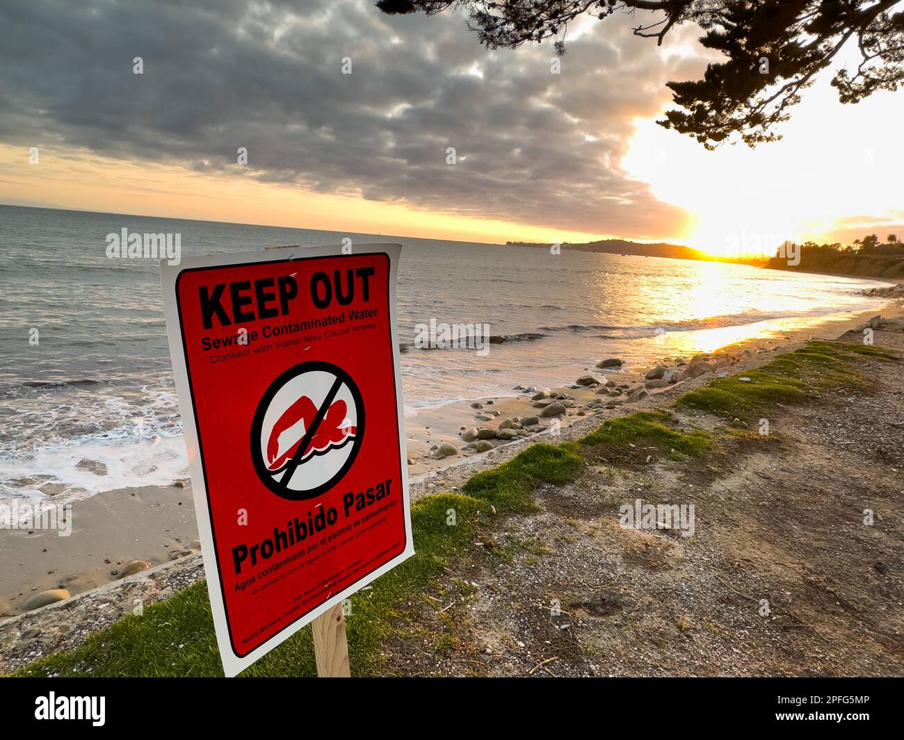 Santa Barbara, California, USA. 16th Mar, 2023. Red keep out sign ...