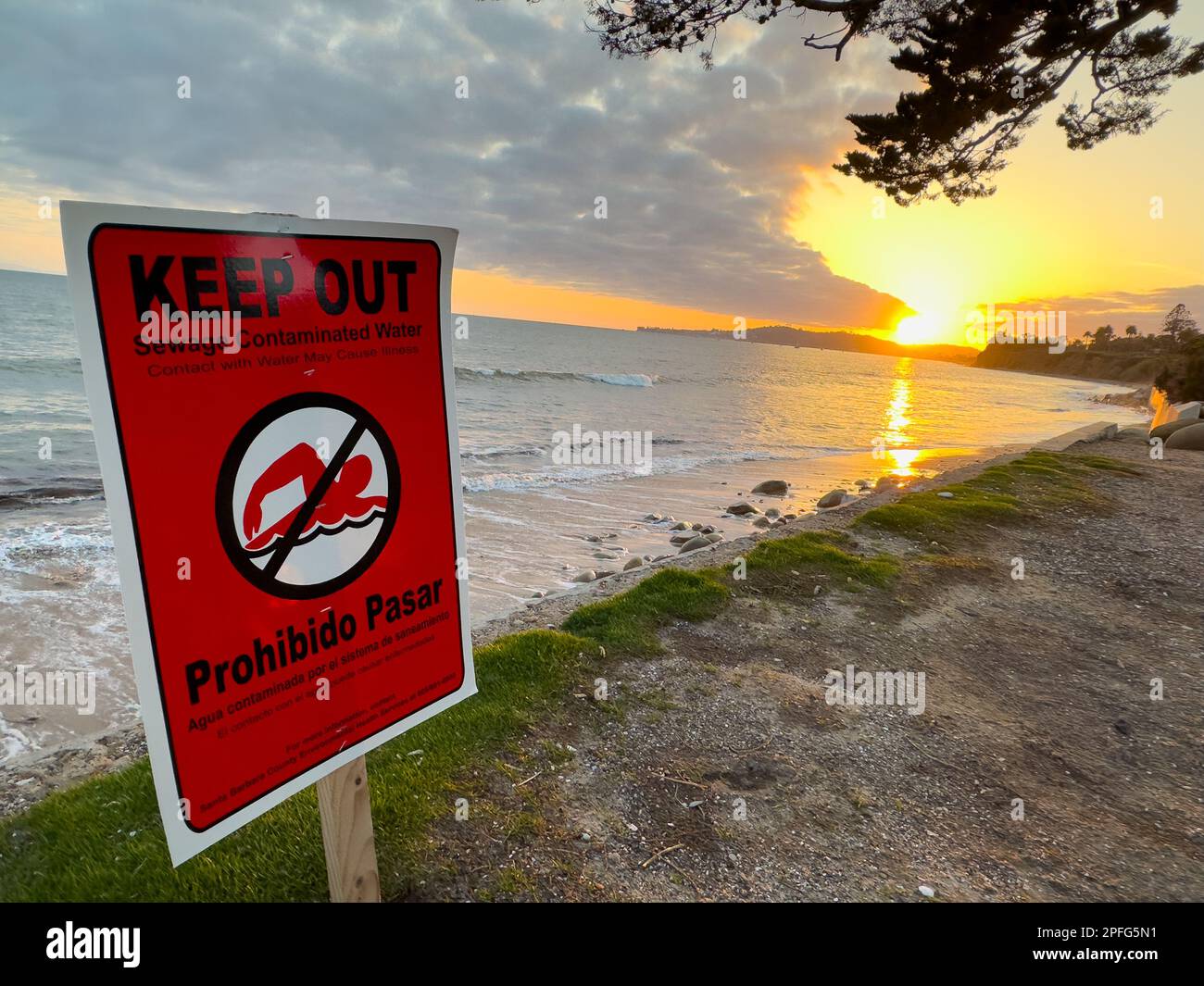 Santa Barbara, California, USA. 16th Mar, 2023. Red keep out sign ...