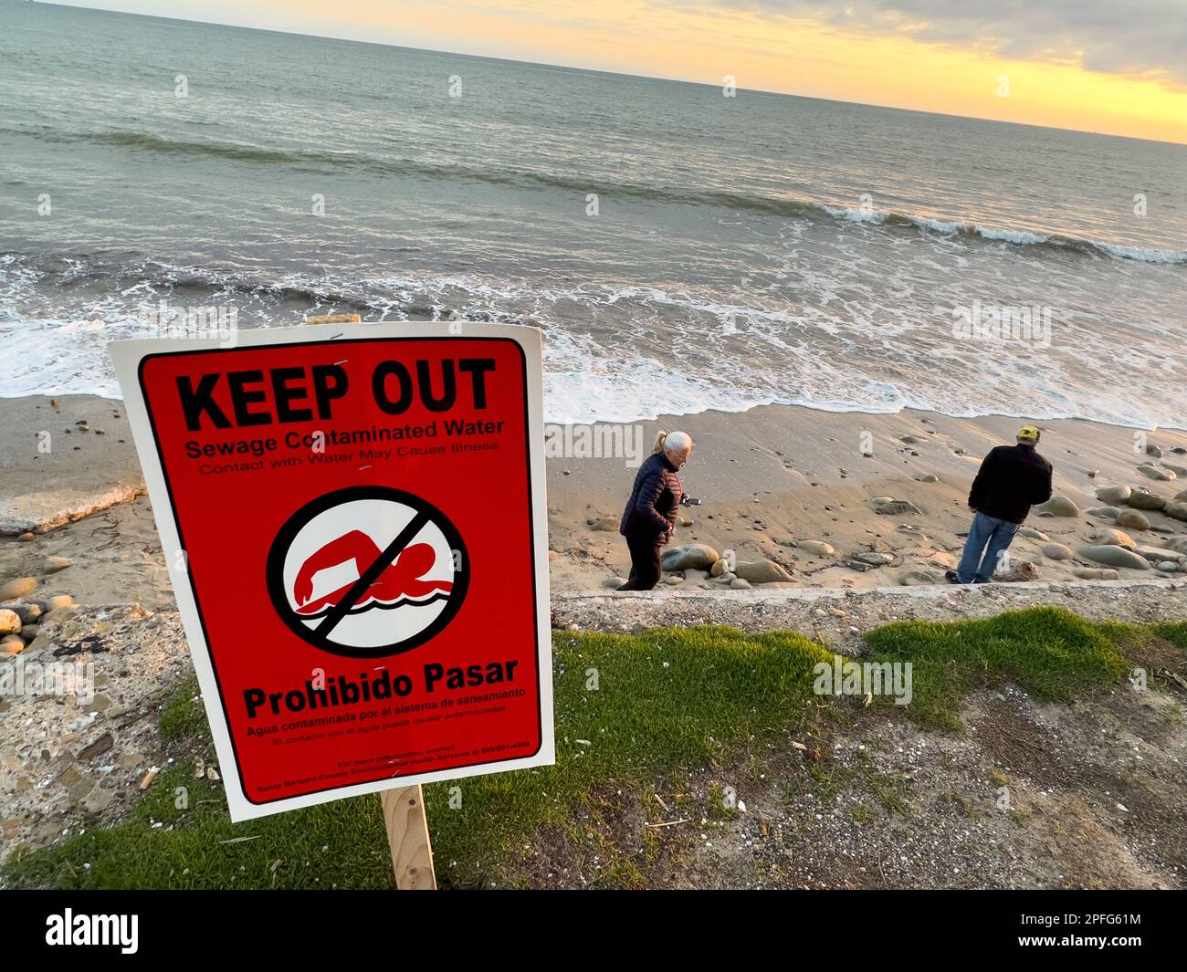 Santa Barbara, California, USA. 16th Mar, 2023. Red keep out sign ...