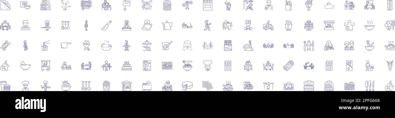 Meal service line icons signs set. Design collection of Meal, Service ...