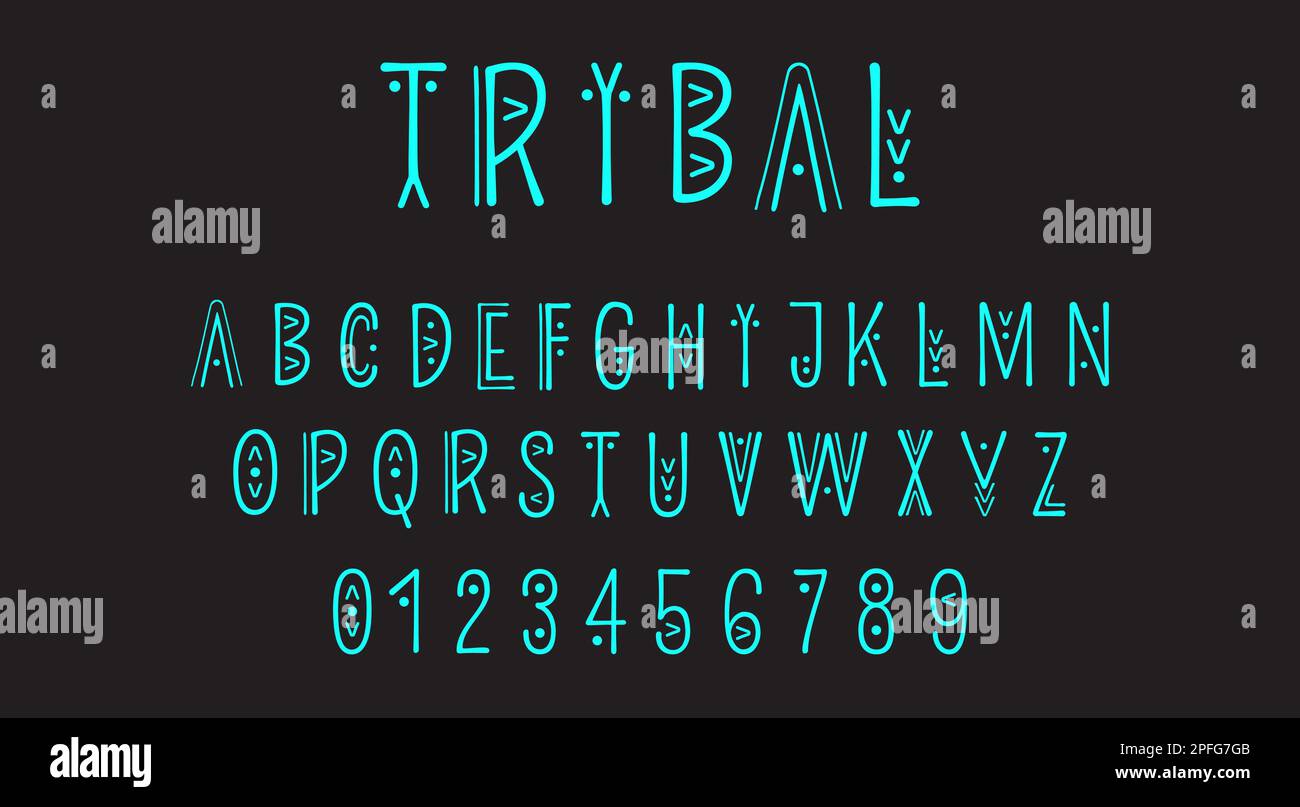 Vector trendy uppercase alphabet in ethnic style made of lines of ...