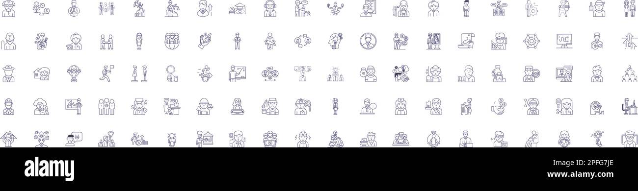 People and occupation line icons signs set. Design collection of People ...