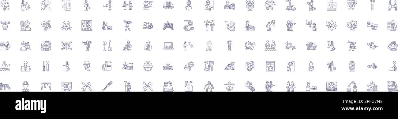 Mechanics line icons signs set. Design collection of Automotive ...