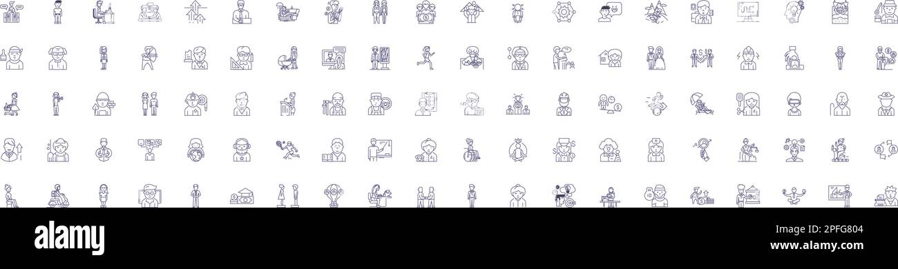 People life line icons signs set. Design collection of Life, People ...