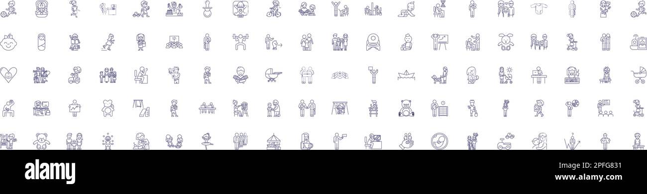 People age line icons signs set. Design collection of Aging, Maturation ...