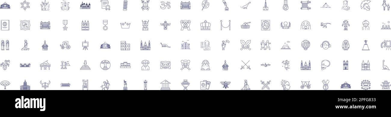 Museum and landmarks line icons signs set. Design collection of Museum ...