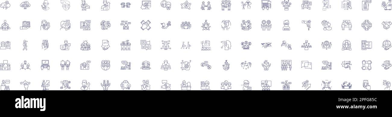 Performance management line icons signs set. Design collection of ...