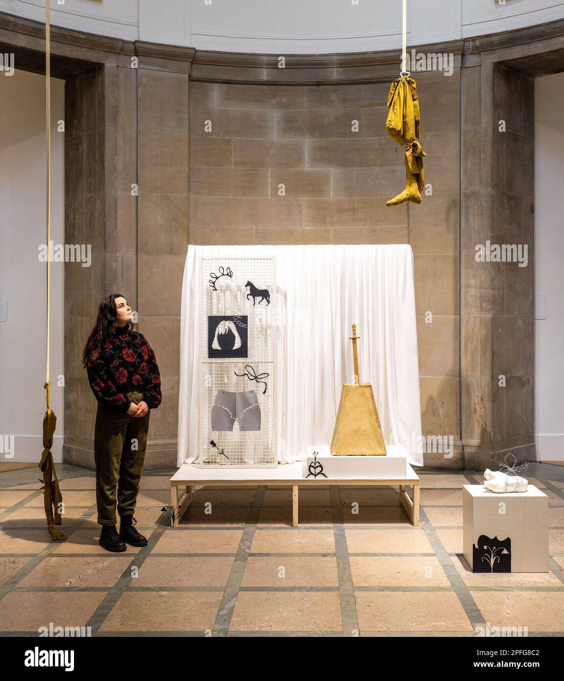 Edinburgh, United Kingdom. 17 March, 2023 Pictured: Gallery Assistant, Tilda Watson with You are ...