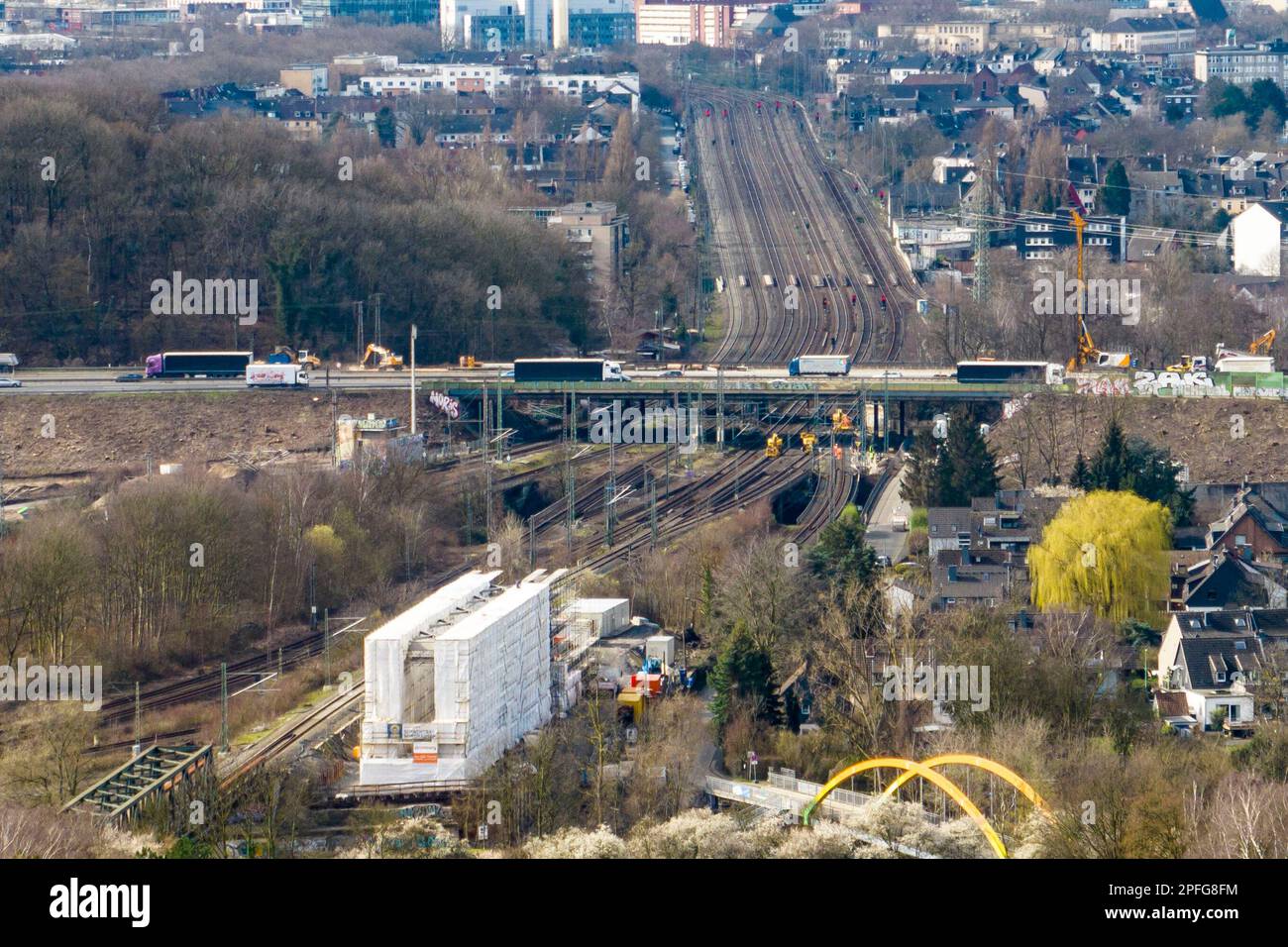 Duisburg, Germany. 17th Mar, 2023. The 8-lane rail line at the ...