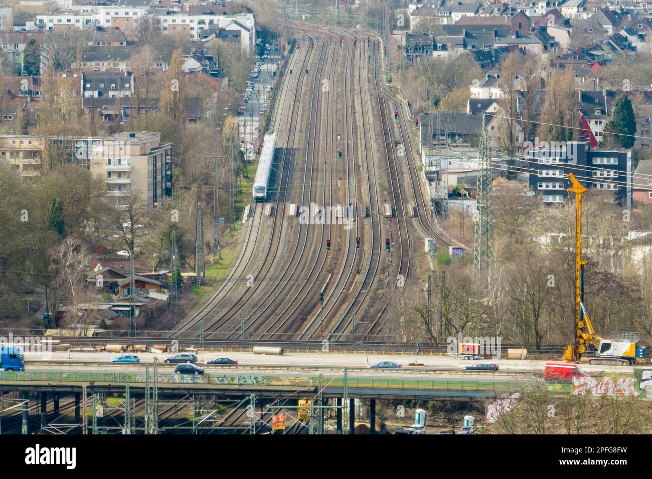 Duisburg, Germany. 17th Mar, 2023. The 8-lane rail line at the ...